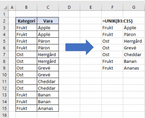 Funktionen UNIK (UNIQUE) - Excelspecialisten